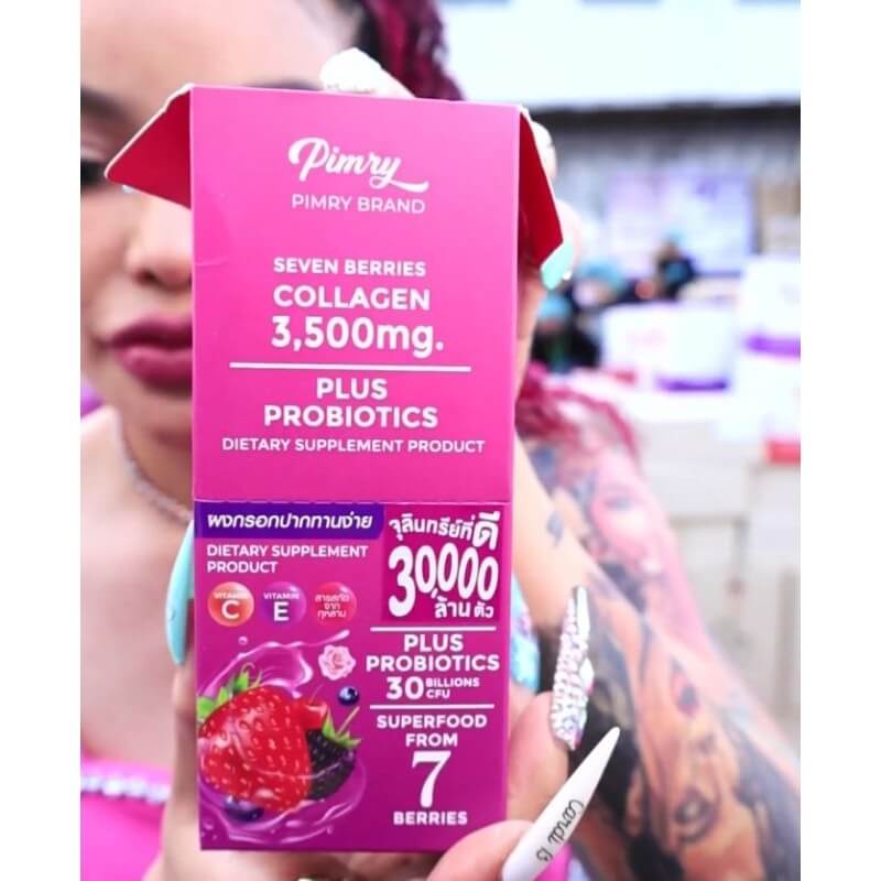 Pimry Seven Berries Collagen 3,500mg. Plus Probiotics - Thaimegastore