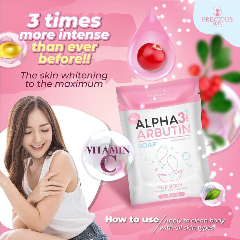 Precious Skin Alpha Arbutin 3 Plus Soap (2 Bars) - Thaimegastore