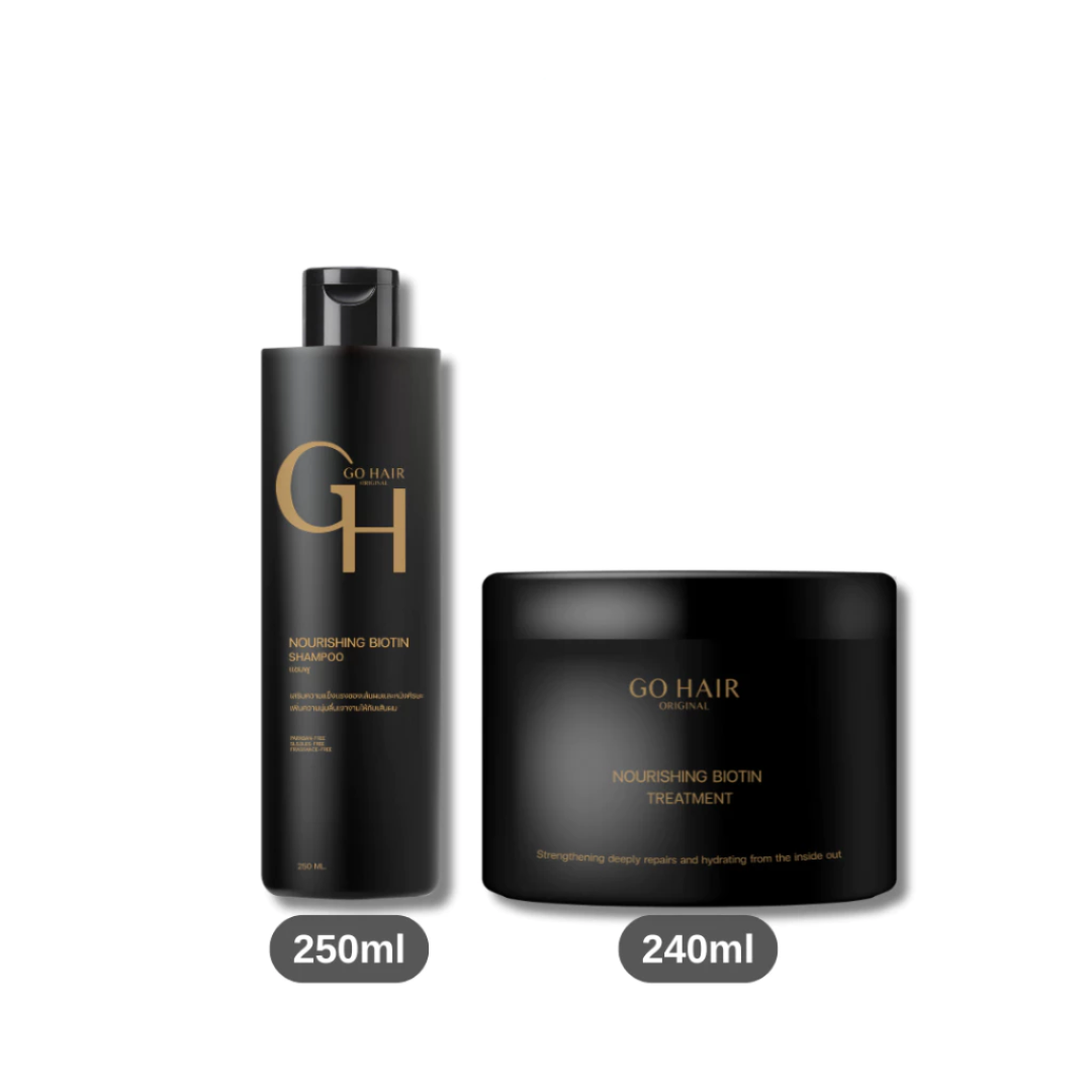 GO HAIR Nourishing Biotin Shampoo & Treatment Set - Thaimegastore